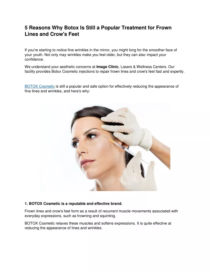 Ppt 5 Reasons Why Botox Is Still A Popular Treatment For Frown Lines