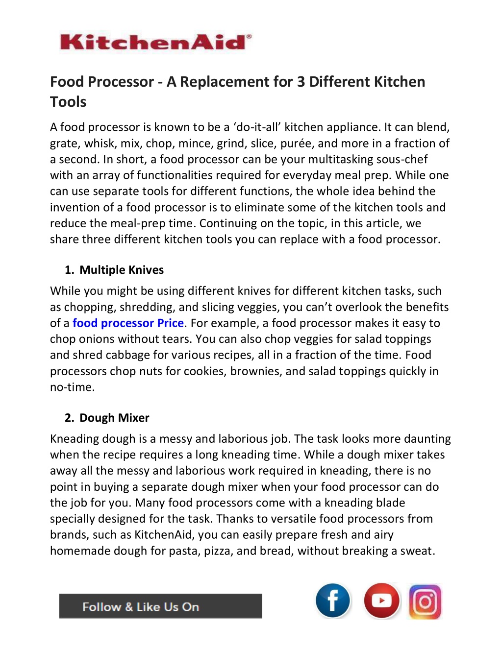 PPT - Food Processor - A Replacement for 3 Different Kitchen Tools ...