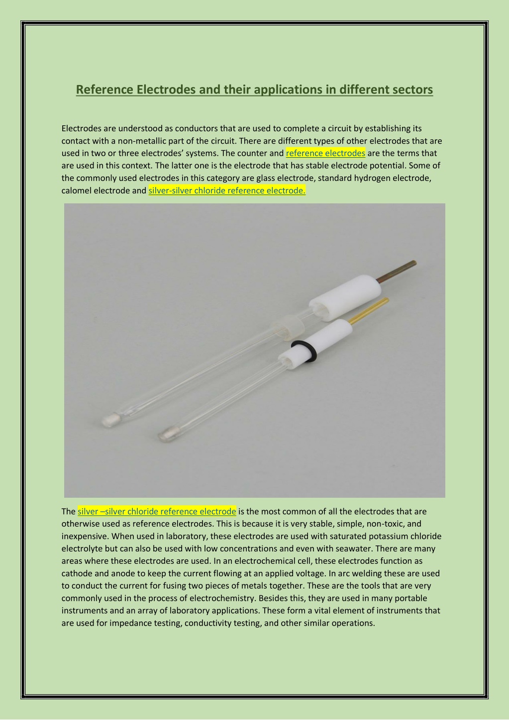 PPT - Reference Electrodes and their applications in different sectors PowerPoint Presentation ...