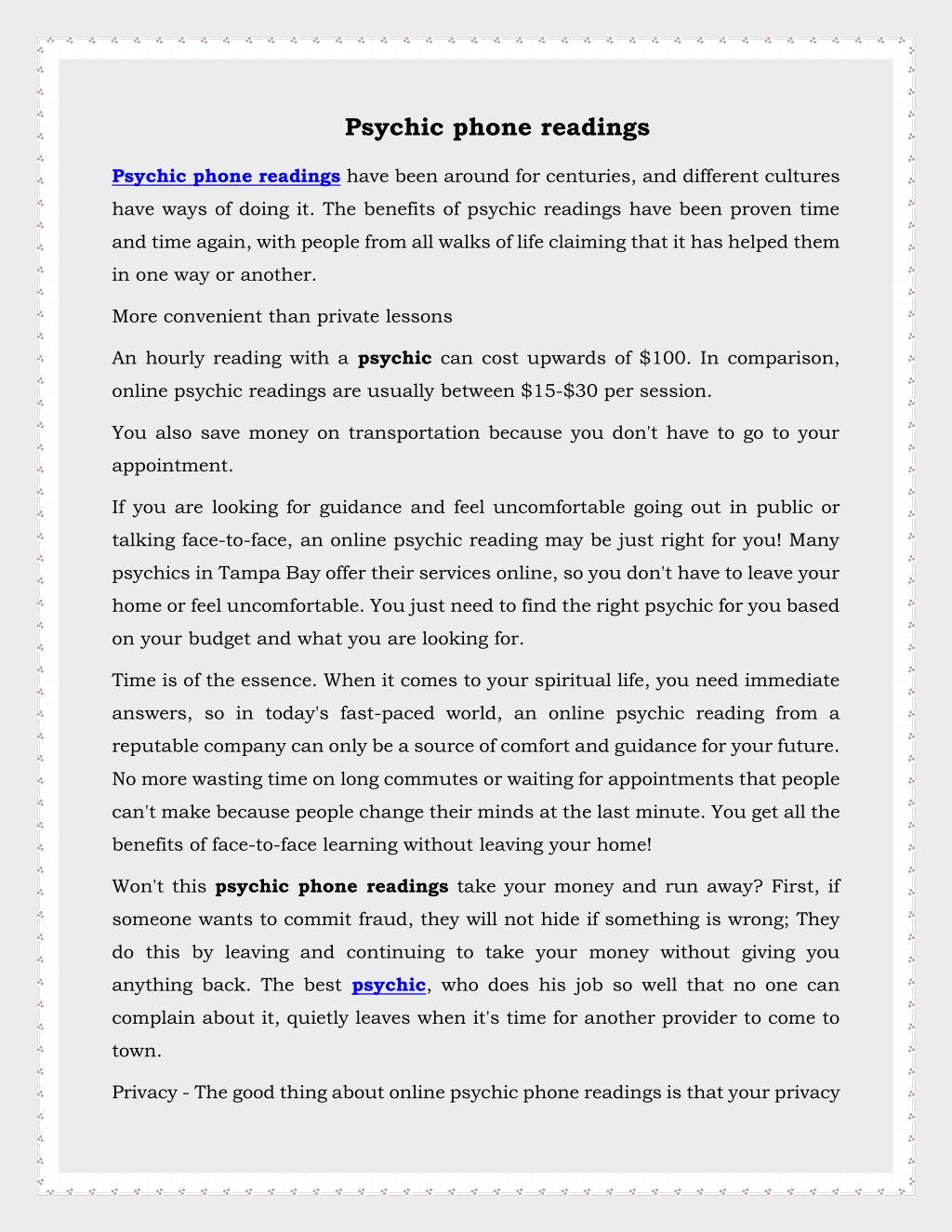PPT - psychic phone readings PowerPoint Presentation, free download ...