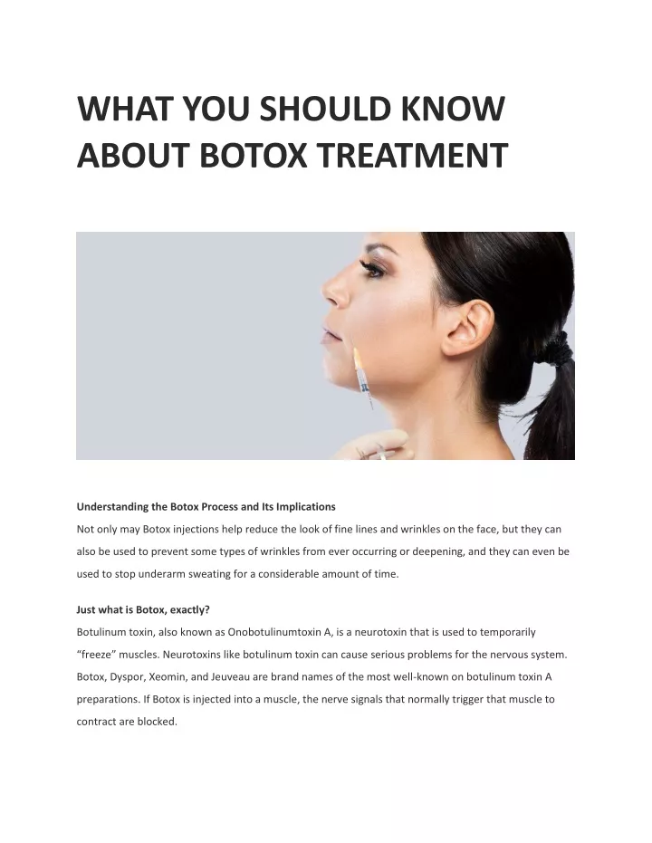 Ppt What You Should Know About Botox Treatment Powerpoint