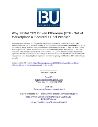 PPT - Why Paxful CEO Driven Ethereum (ETH) Out of Marketplace & Secured ...