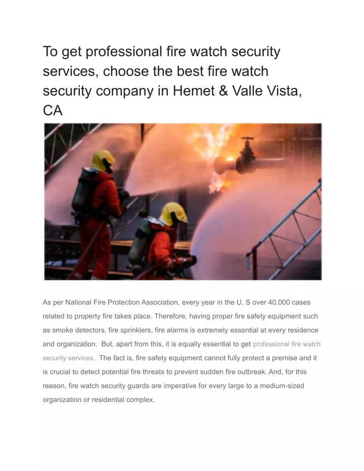 PPT - To get professional fire watch security services, choose the best ...