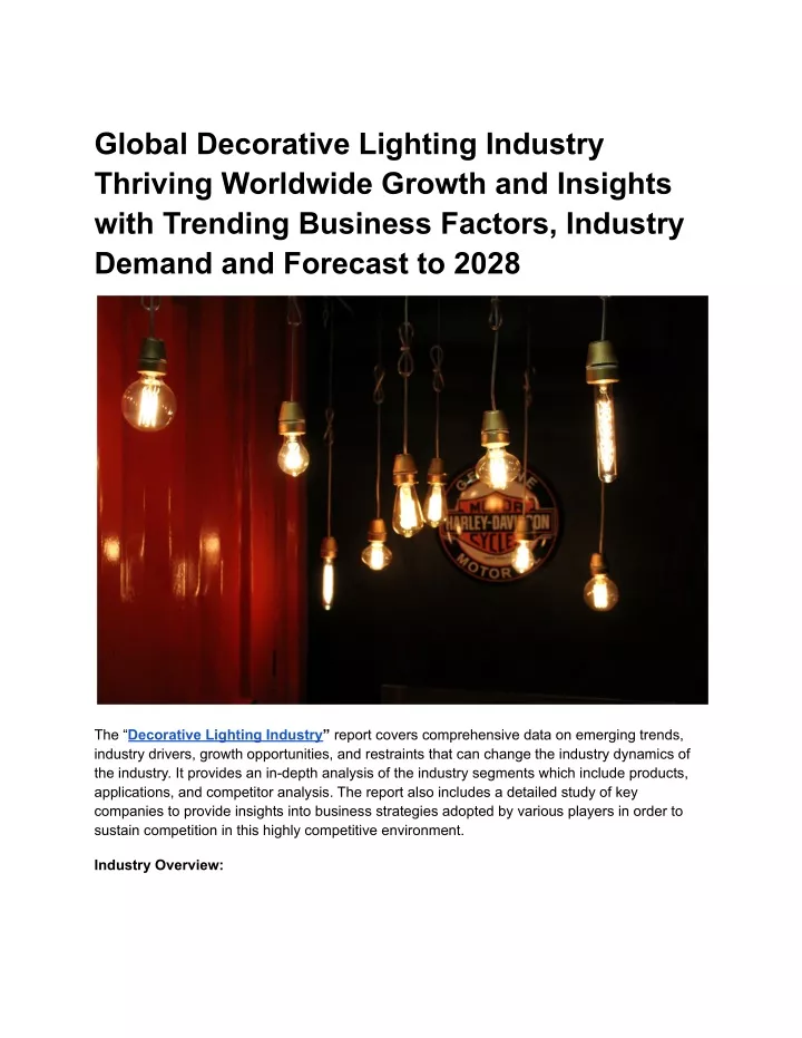 PPT - Global Decorative Lighting Industry Thriving Worldwide Growth and ...