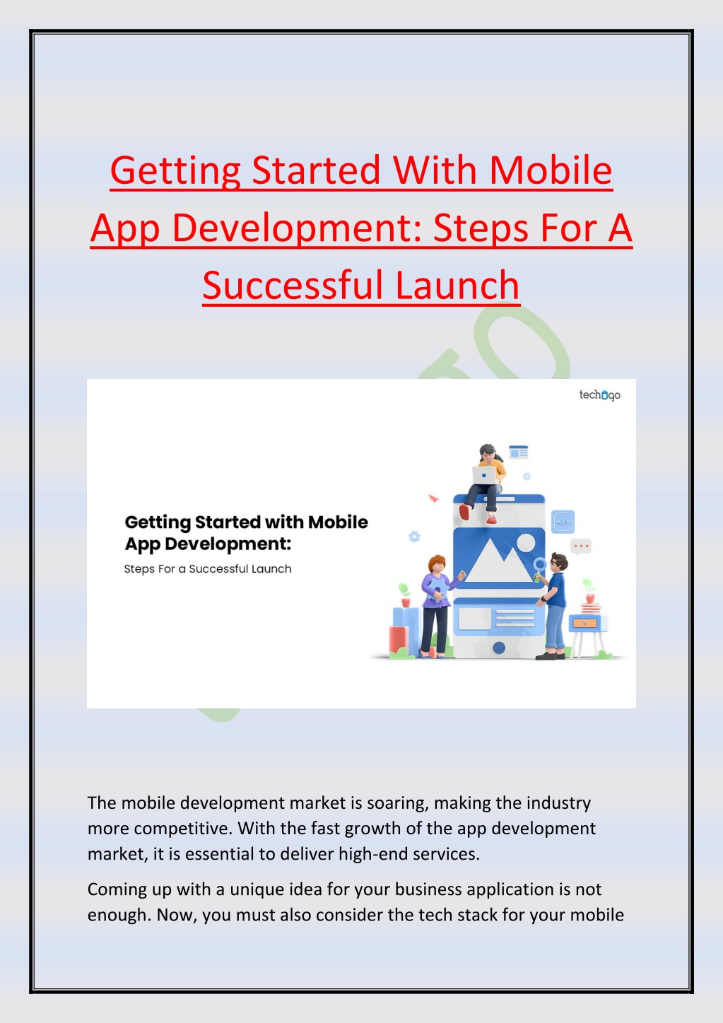PPT - Getting Started With Mobile App Development: Steps For A Successful Launch PowerPoint ...