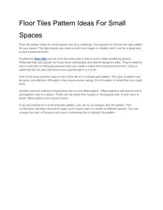 PPT - Floor Tiles Pattern Ideas For Small Spaces (1) PowerPoint ...