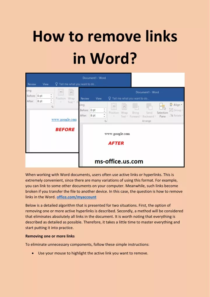 PPT How To Remove Links In Word PowerPoint Presentation Free