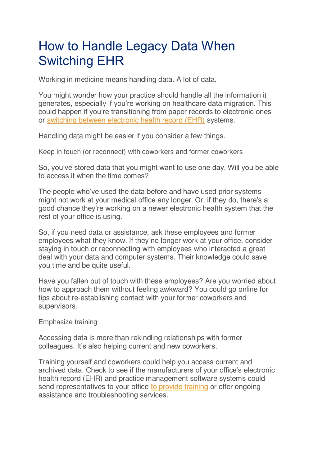 PPT - How to Handle Legacy Data When Switching EHR PowerPoint ...