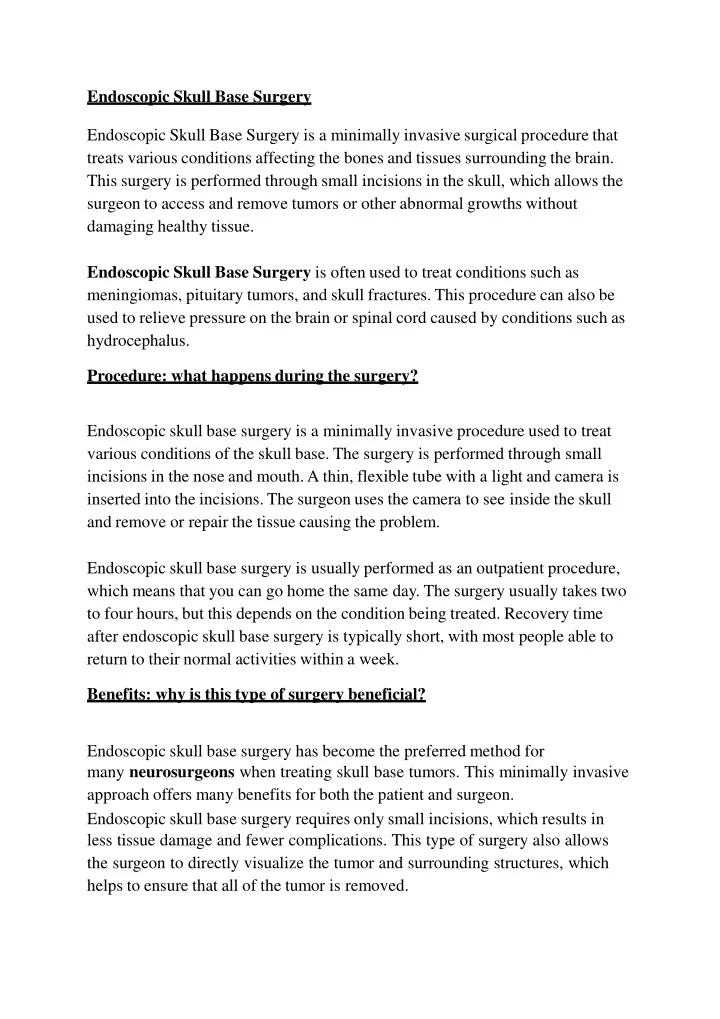 Ppt All You Need To Know About Endoscopic Skull Base Surgery From Dr Vijendra Kumar