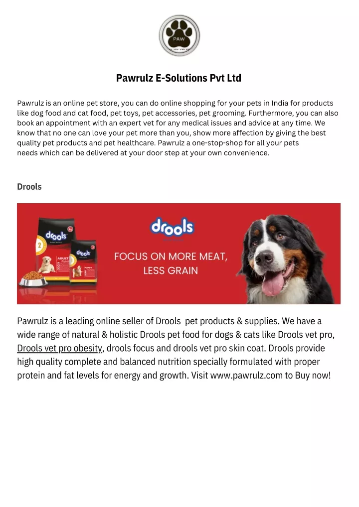 PPT - Buy Drools Pet Food Product Online From Pawrulz PowerPoint ...