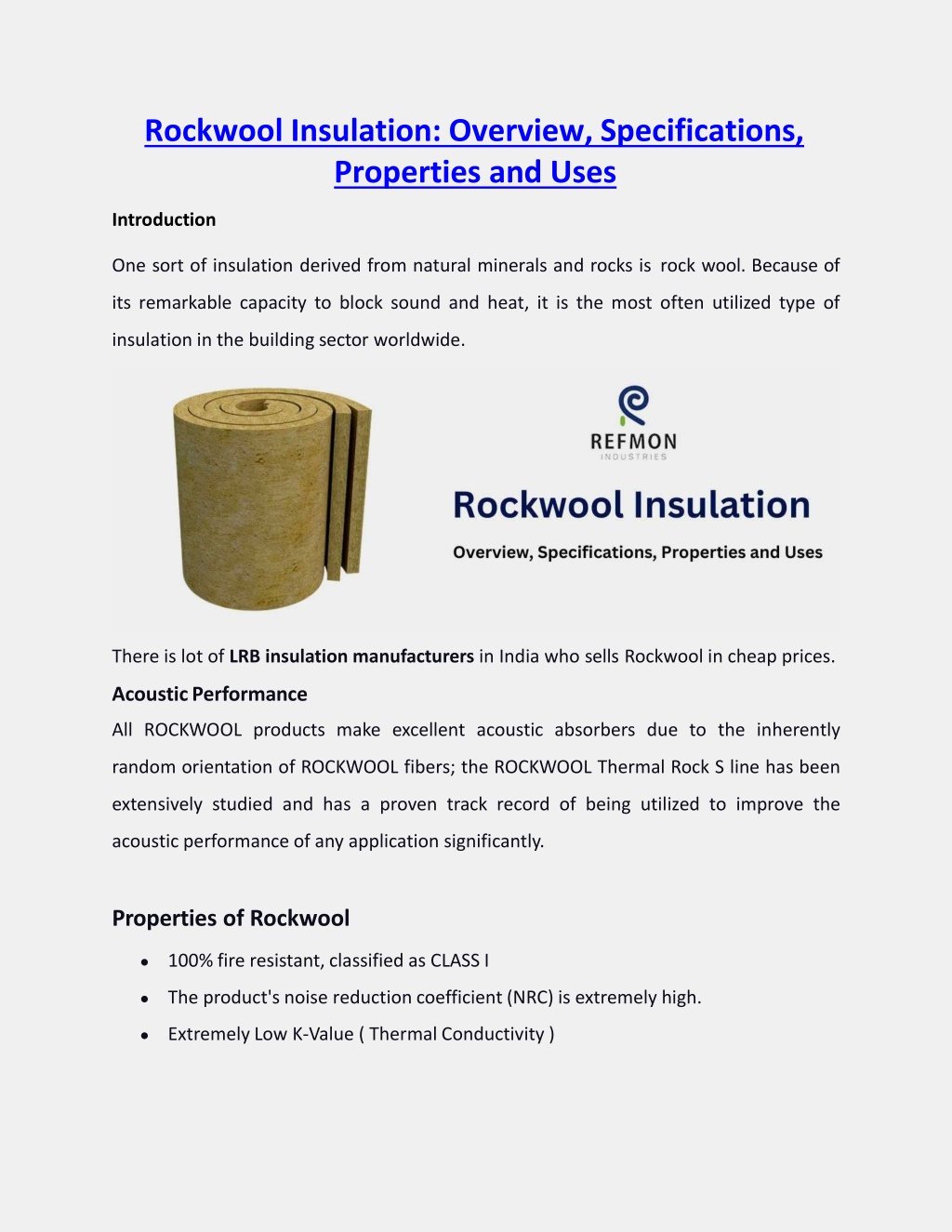PPT - Rockwool Insulation: Overview, Specifications, Properties and ...