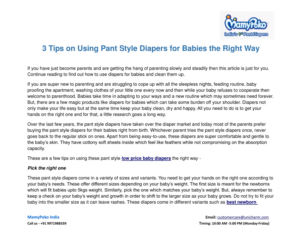 PPT - 3 Tips on Using Pant Style Diapers for Babies the Right Way ...