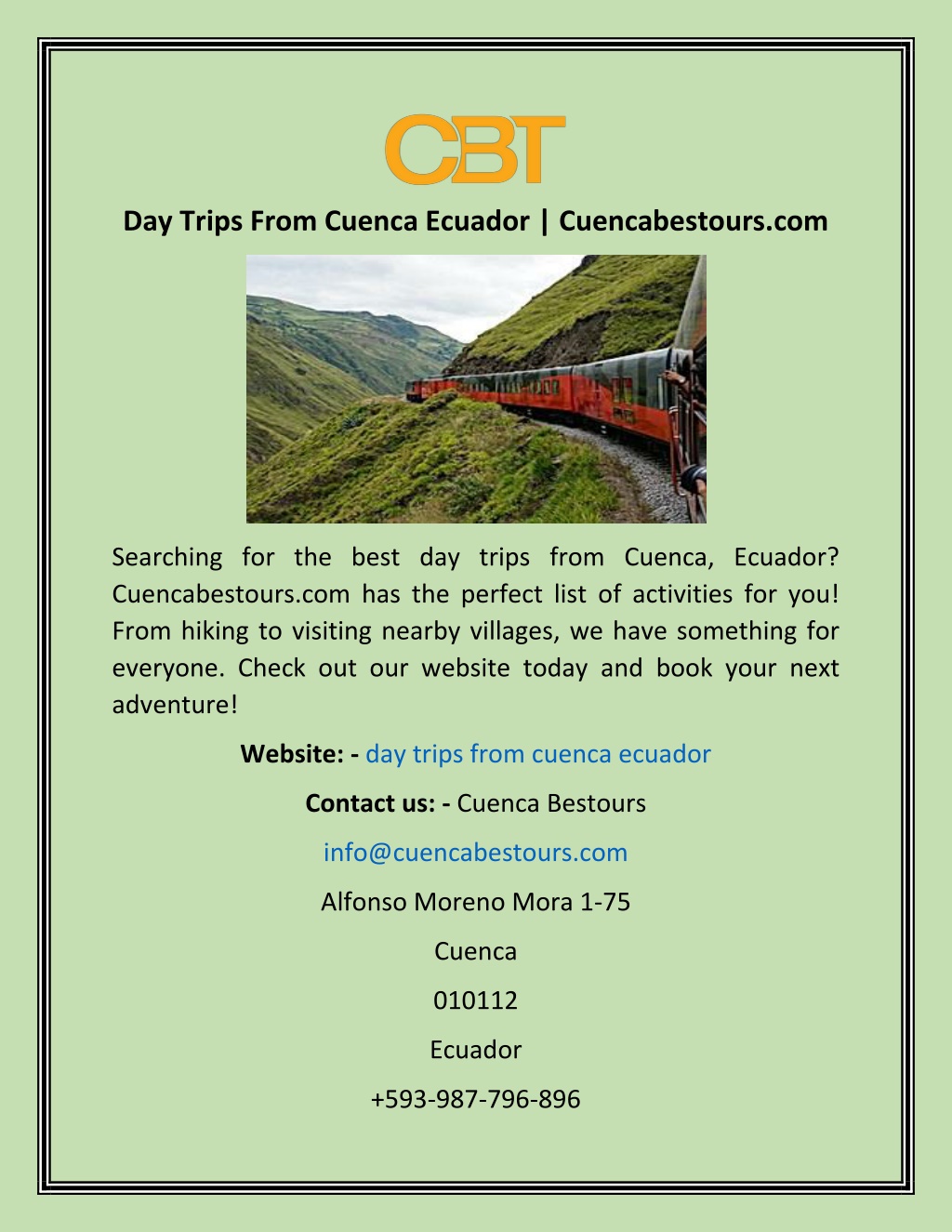 PPT - Day Trips From Cuenca Ecuador Cuencabestours PowerPoint ...