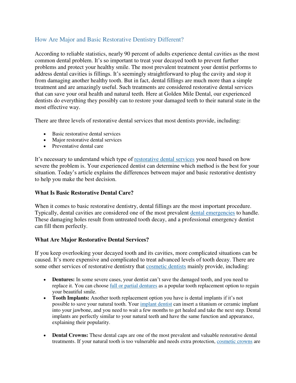 PPT - How Are Major and Basic Restorative Dentistry Different ...