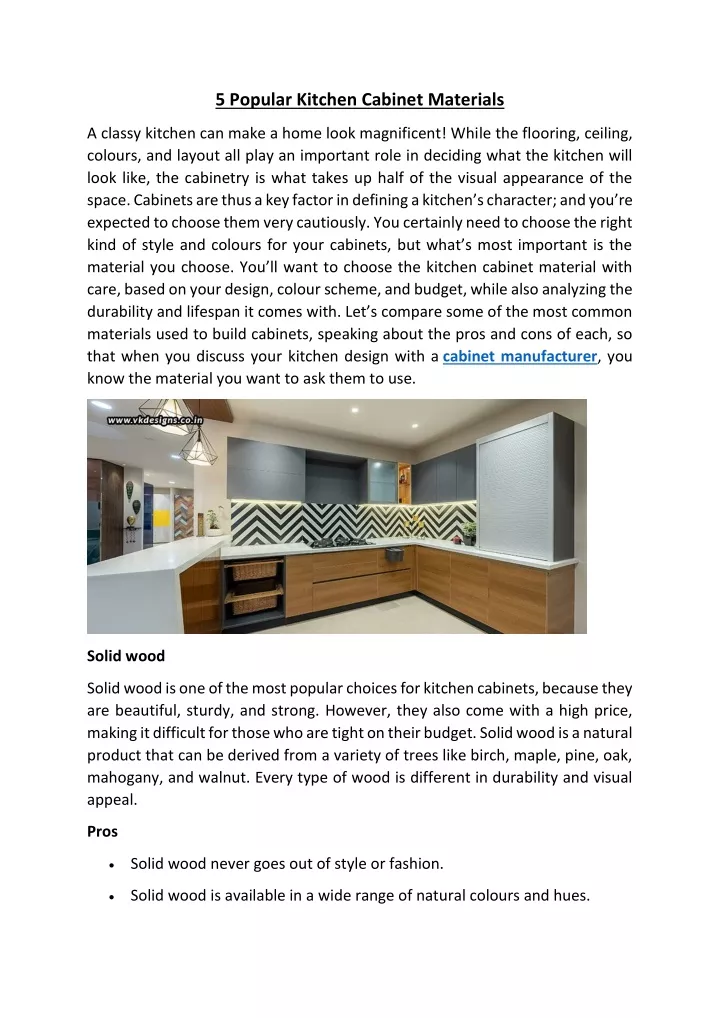 PPT - 5 Popular Kitchen Cabinet Materials PowerPoint Presentation, free ...