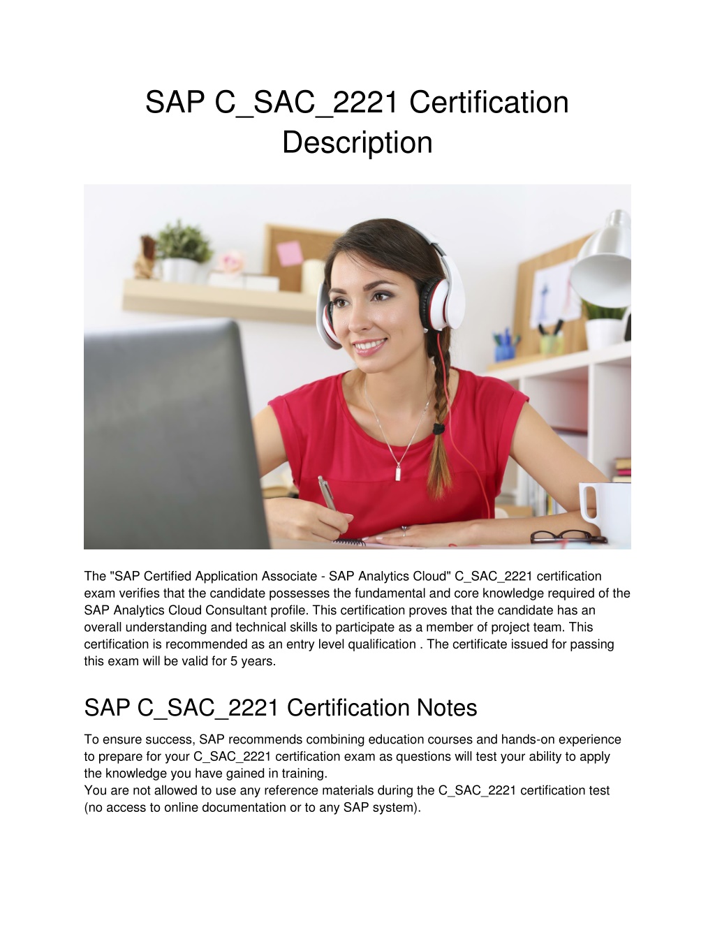 PPT - SAP C_SAC_2221 Certification Description PowerPoint Presentation - ID:11863939