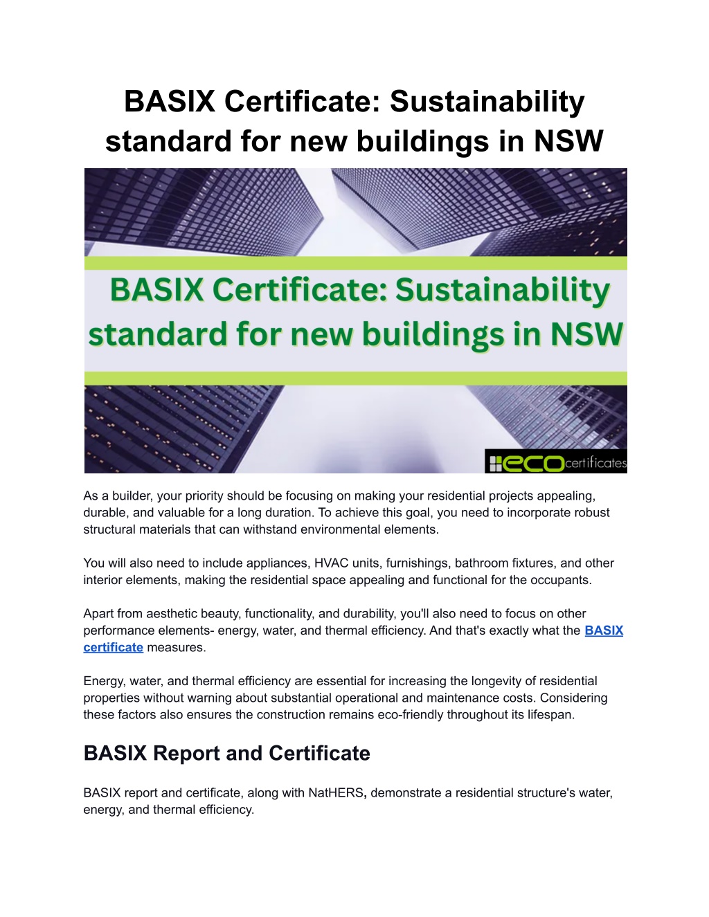 PPT - BASIX Certificate: Sustainability standard for new buildings in ...