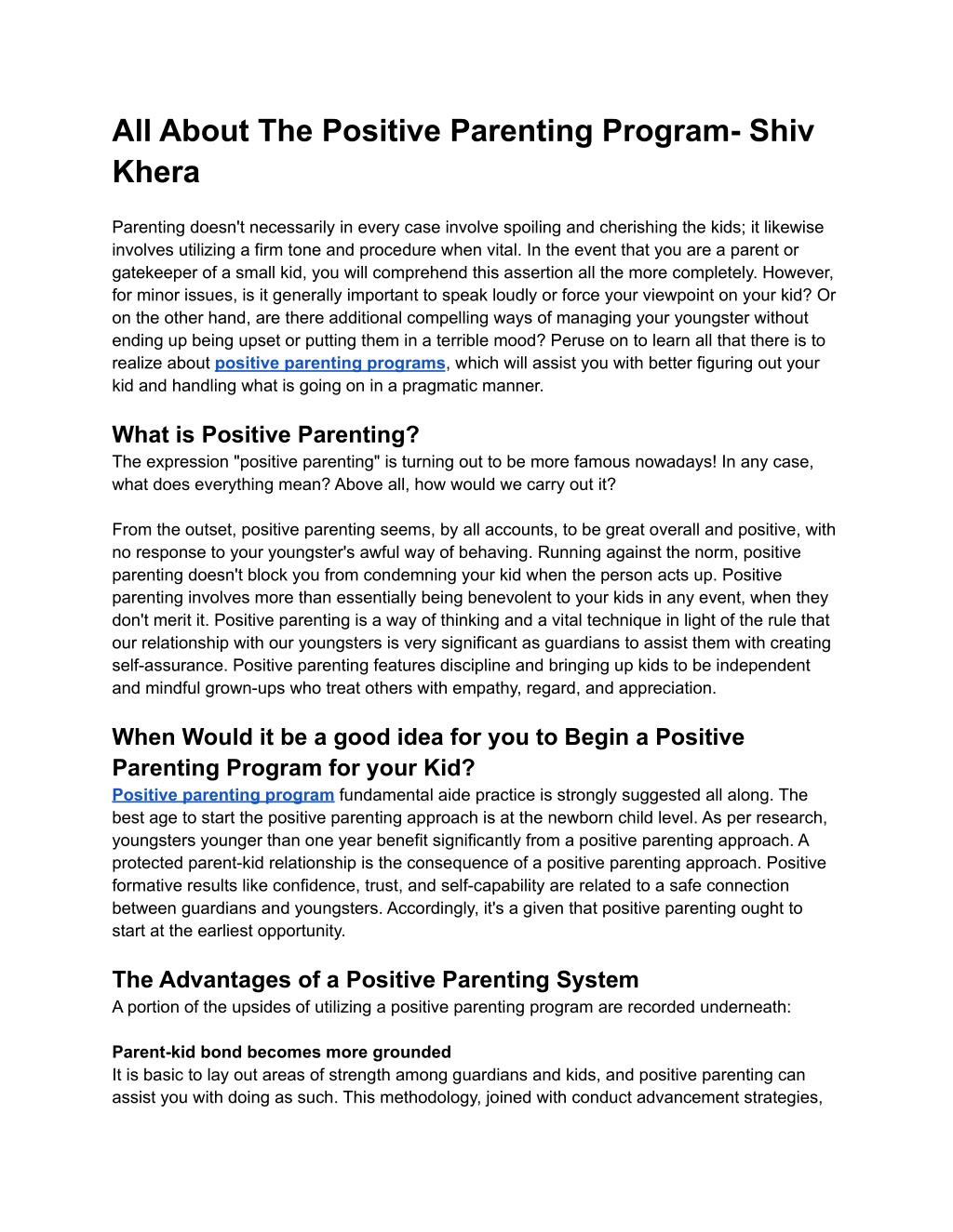 PPT - All About The Positive Parenting Program- Shiv Khera PowerPoint ...