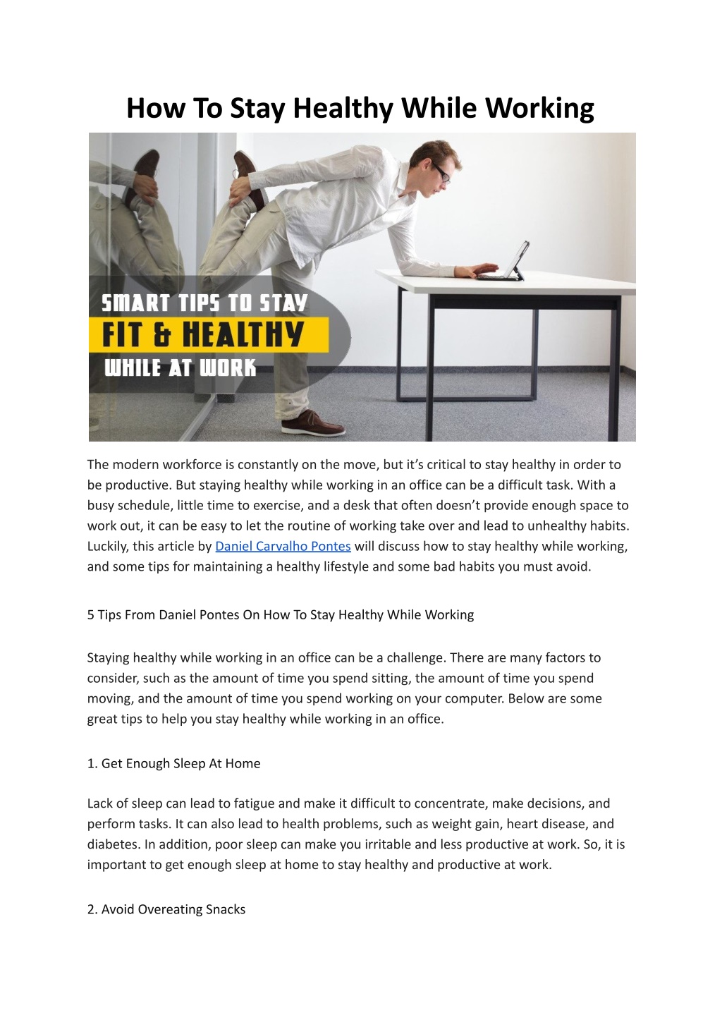 PPT - How To Stay Healthy While Working PowerPoint Presentation, free ...