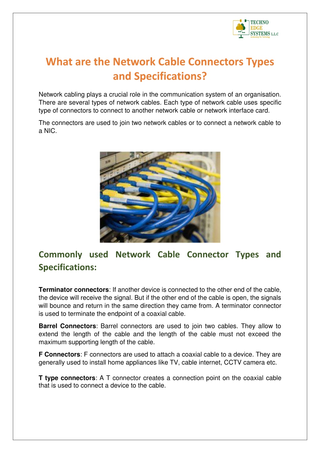 PPT - What are the Network Cable Connectors Types and Specifications ...