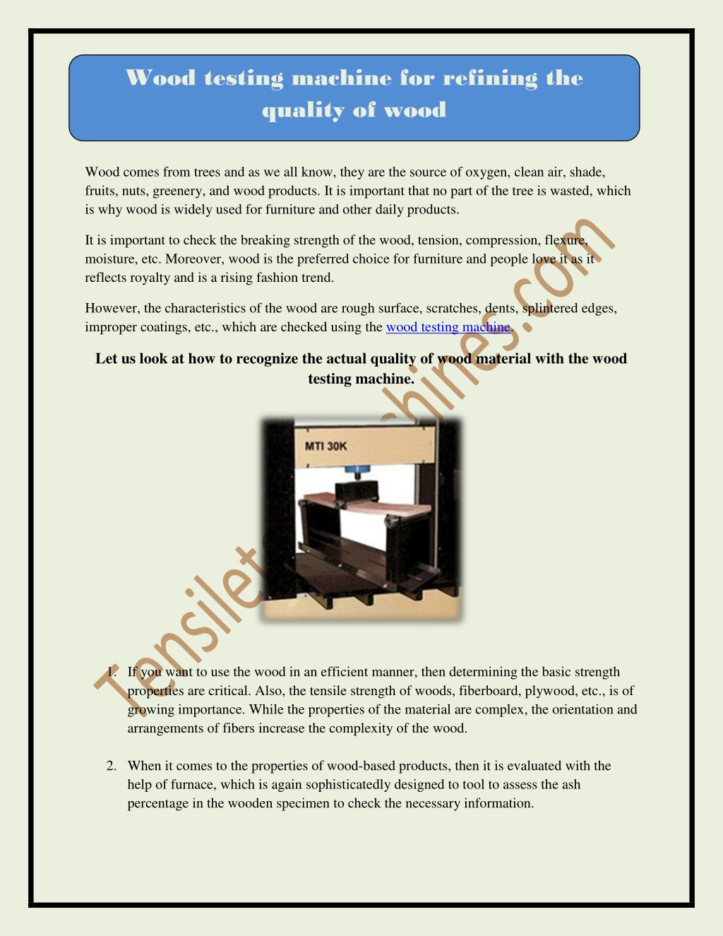 PPT - Wood testing machine for refining the quality of wood PowerPoint ...