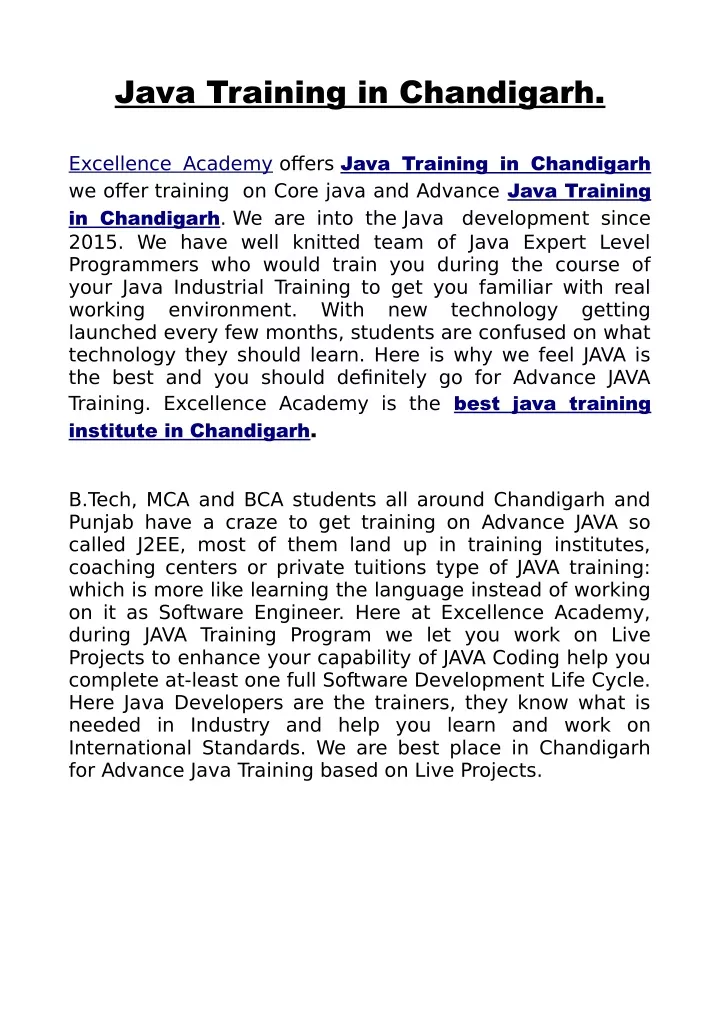 PPT - Java Training in Chandigarh PowerPoint Presentation, free ... PPT - Java Training in Chandigarh PowerPoint Presentation, free ...