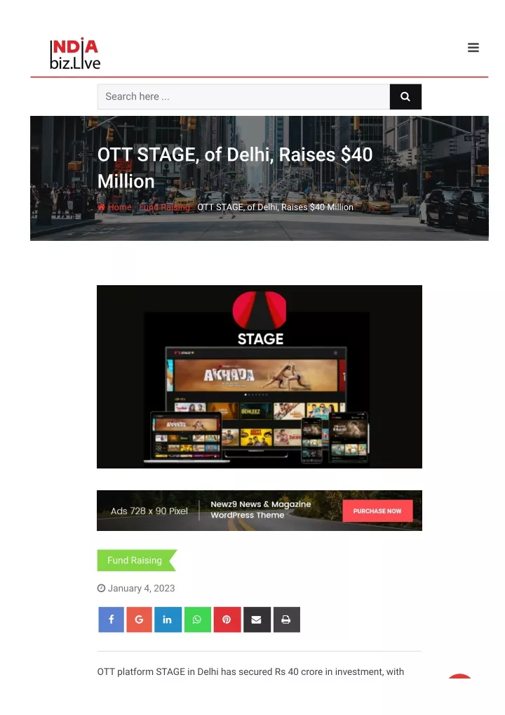 PPT - OTT Platform STAGE, of Delhi, Raises $40 Million PowerPoint ...