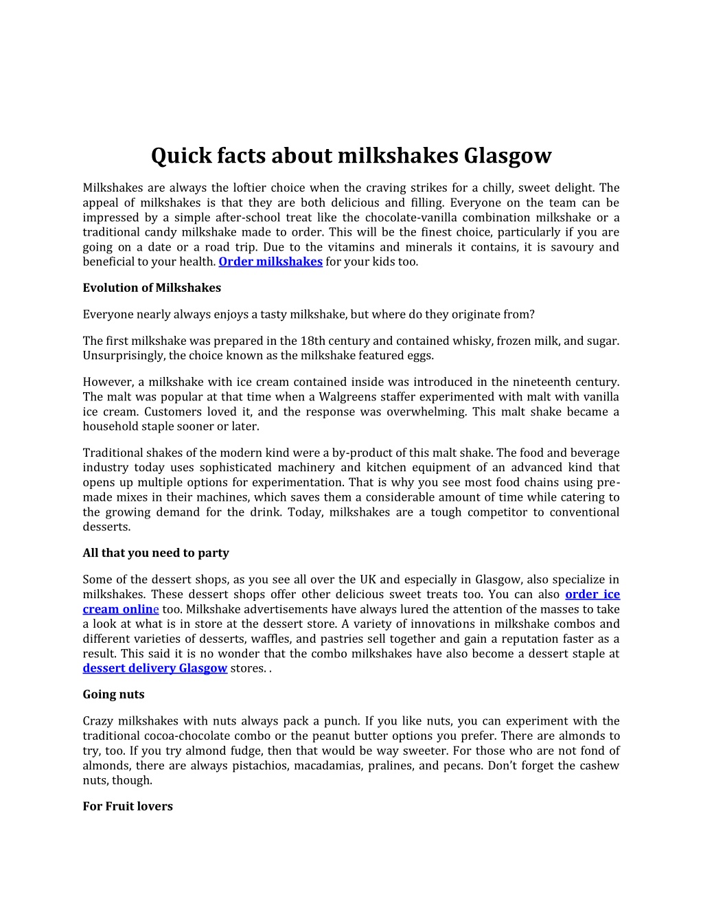 PPT - Quick facts about milkshakes Glasgow PowerPoint Presentation ...