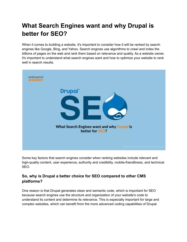 PPT - What Search Engines want and why Drupal is better for SEO PowerPoint Presentation - ID ...
