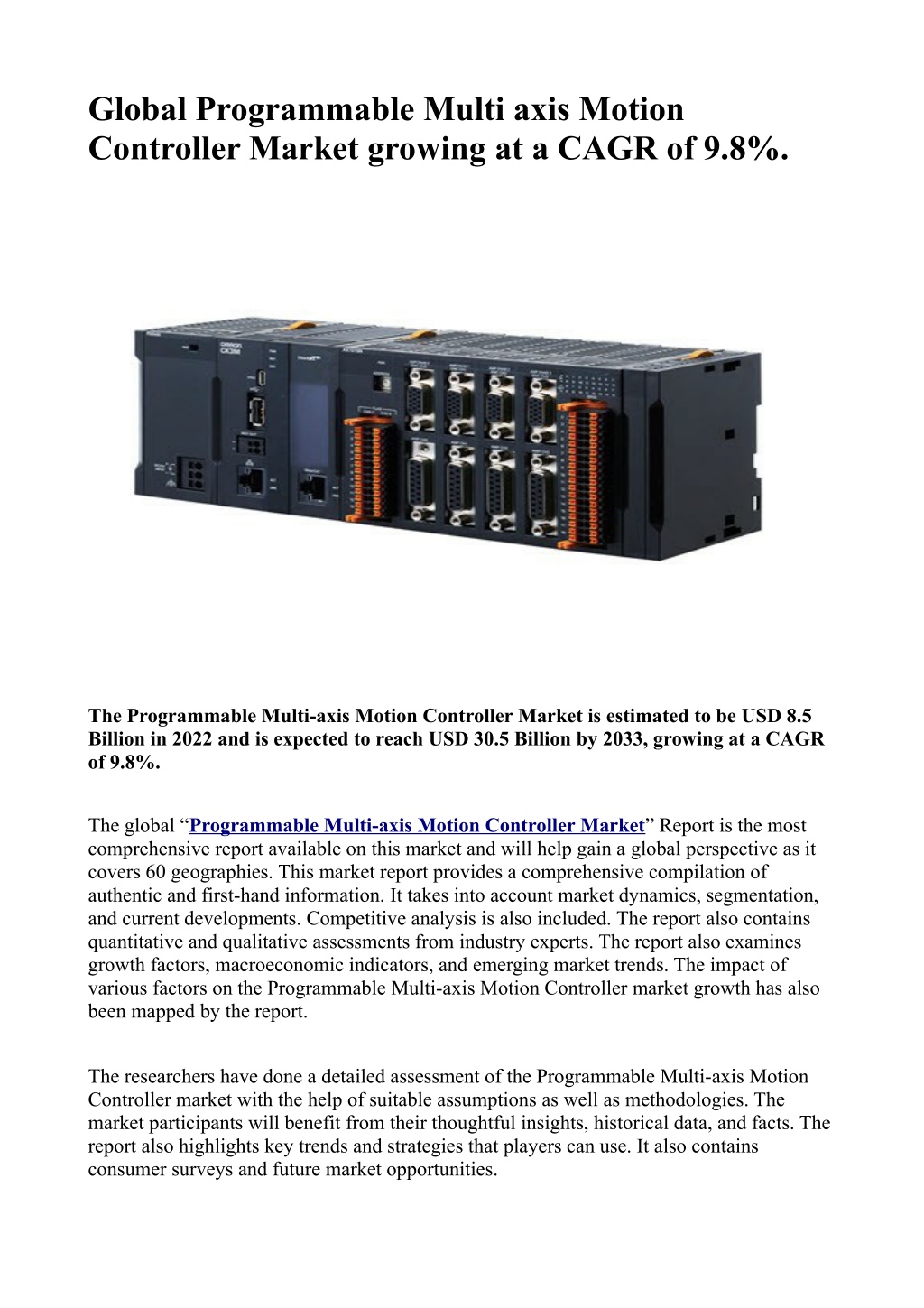 PPT - Programmable Multi axis Motion Controller Market PowerPoint ...