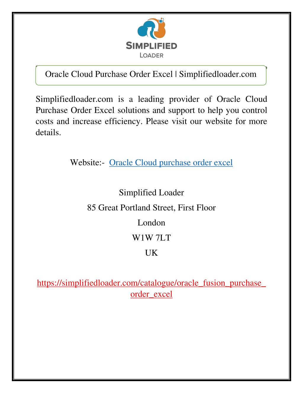 PPT - Oracle Cloud Purchase Order Excel | Simplifiedloader.com PowerPoint Presentation - ID:11874332
