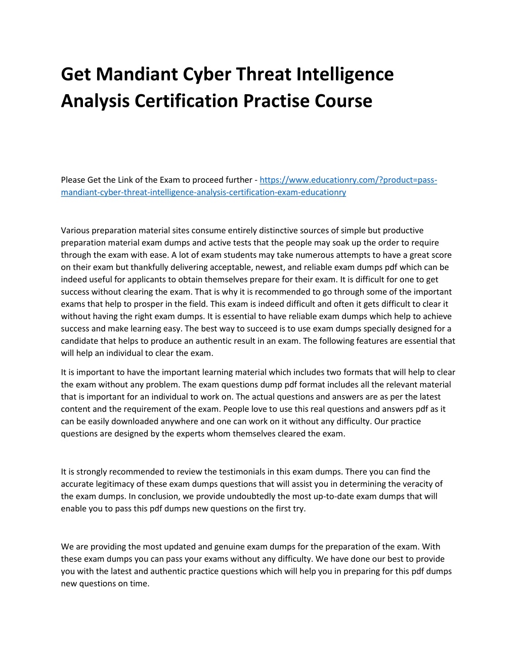 PPT - Mandiant Cyber Threat Intelligence Analysis Certification ...