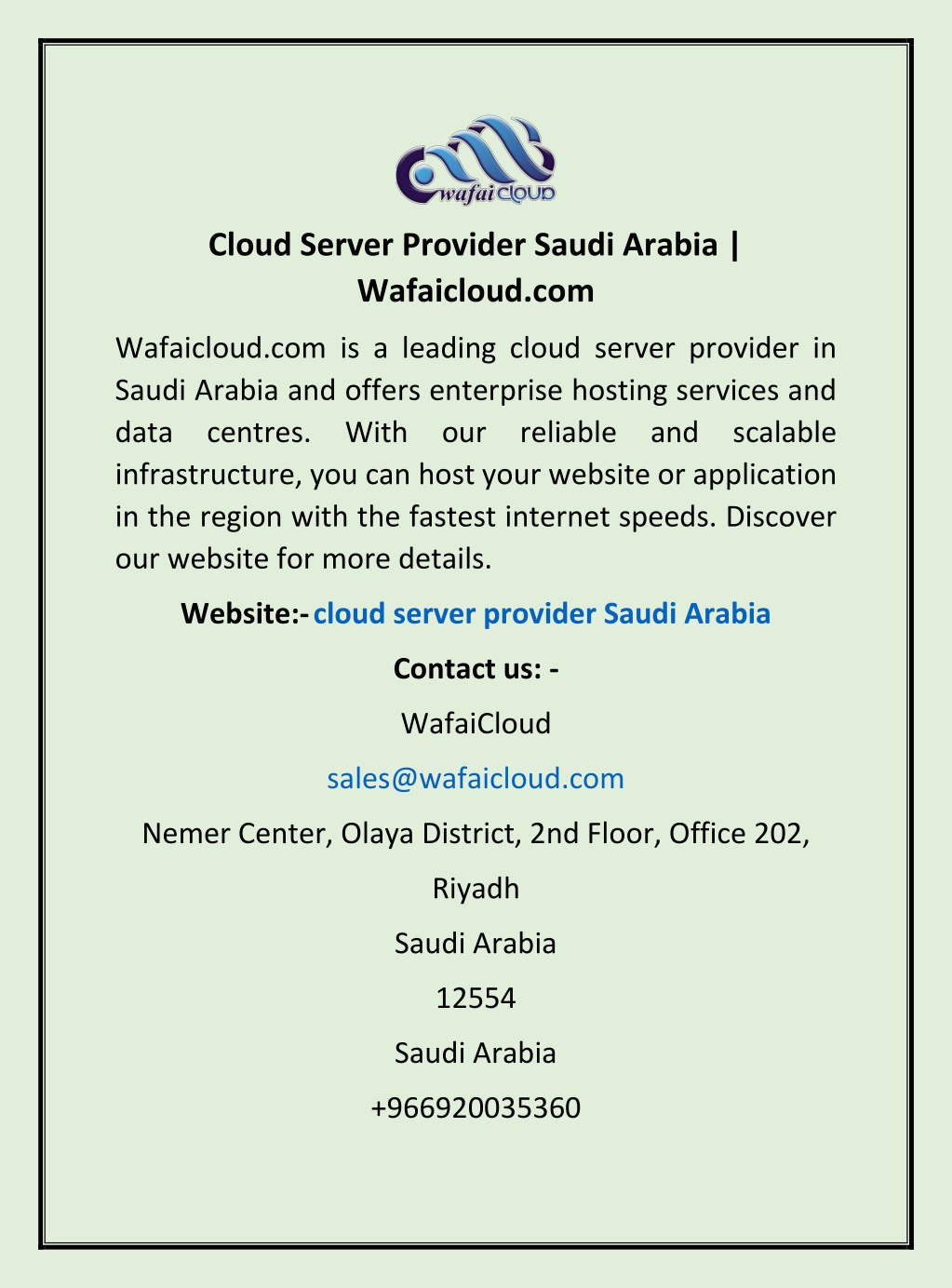 PPT - Cloud Server Provider Saudi Arabia | Wafaicloud.com PowerPoint Presentation - ID:11880897