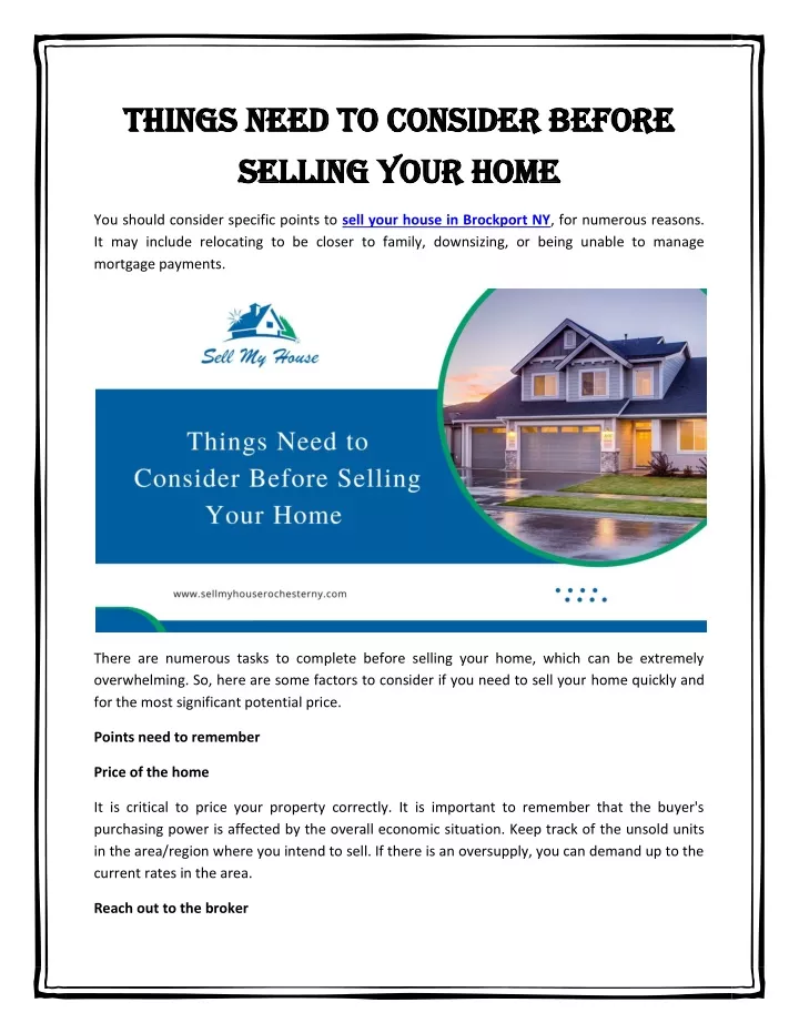 PPT - Things Need to Consider Before Selling Your Home PowerPoint ...
