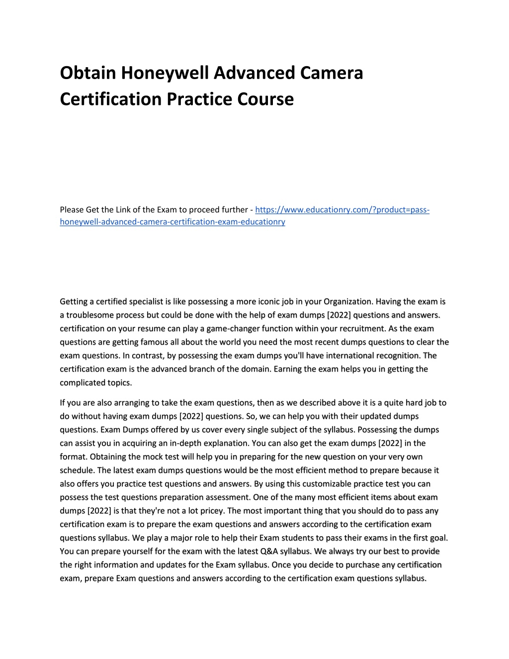 PPT - Honeywell Advanced Camera Certification PowerPoint Presentation ...