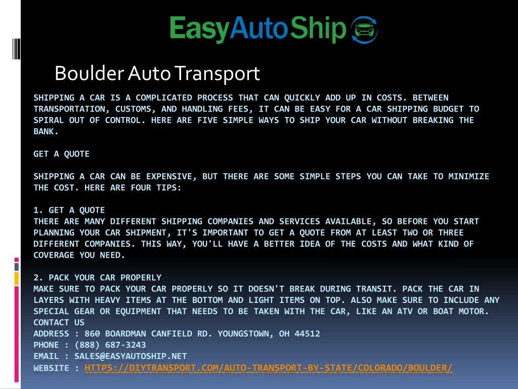 PPT - Boulder Auto Transport PowerPoint Presentation, free download ...