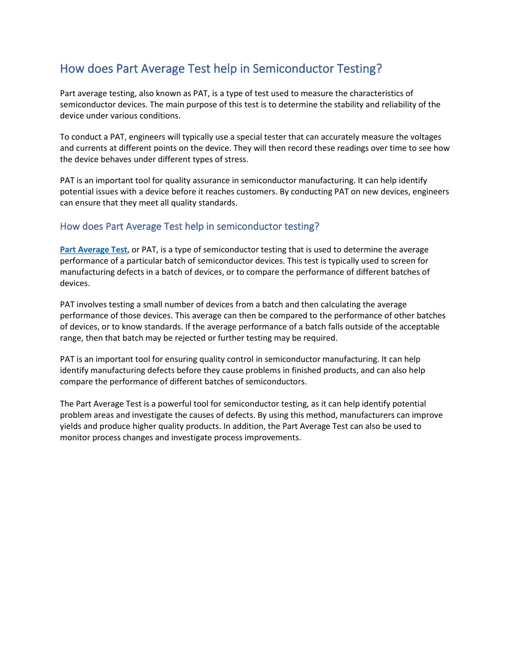 PPT - How does Part Average Test help in Semiconductor Testing ...