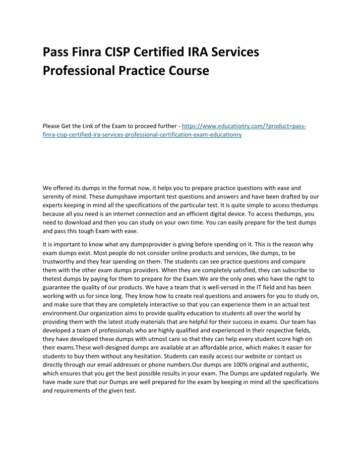 PPT - Finra CISP Certified IRA Services Professional PowerPoint ...