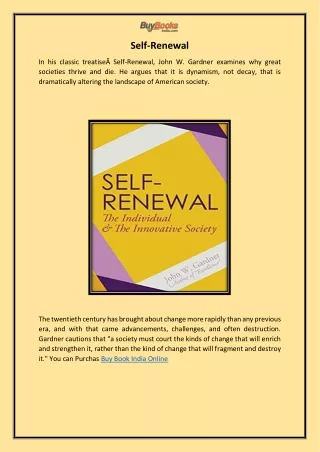 PPT - Buy Self-Renewal, at Best Price Online - Buy Books India ...