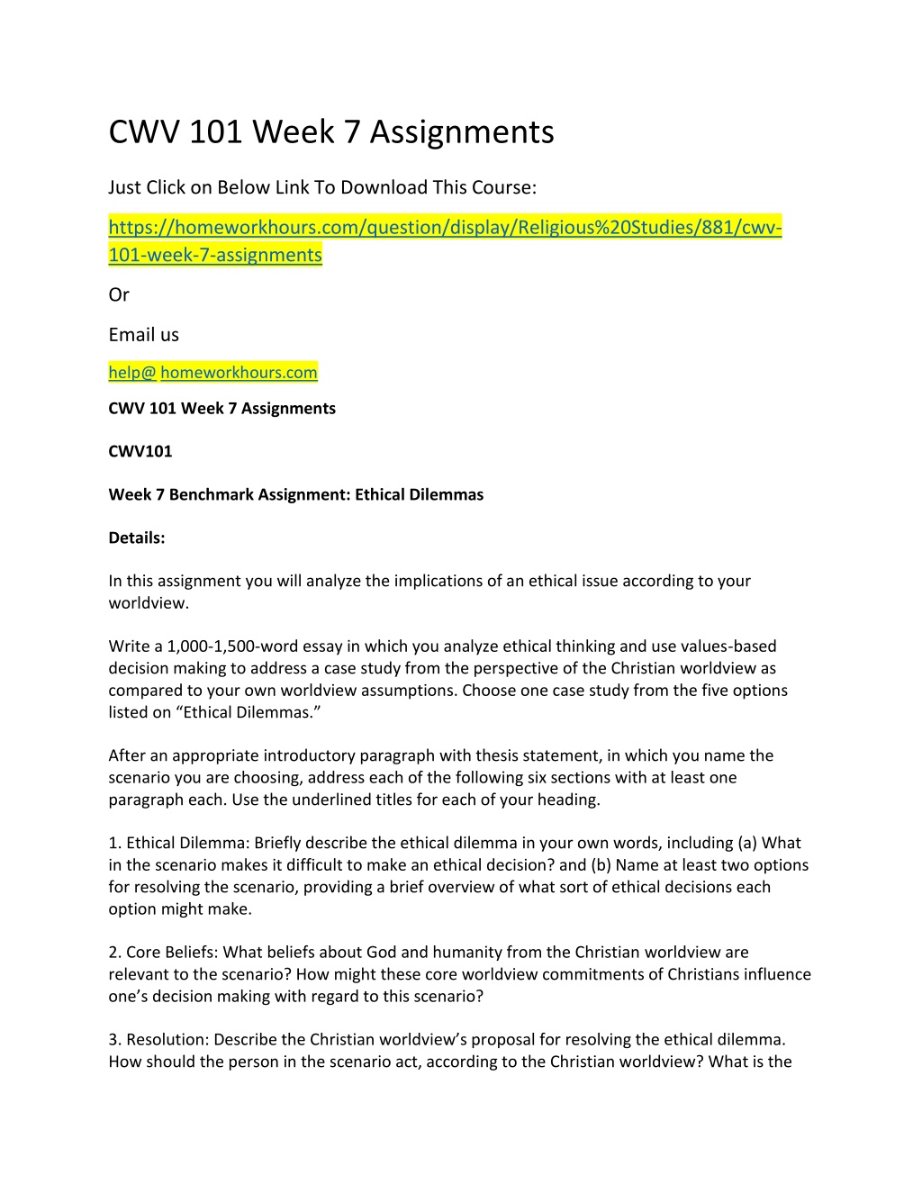 PPT - CWV 101 Week 7 Assignments PowerPoint Presentation, free download - ID:11888670