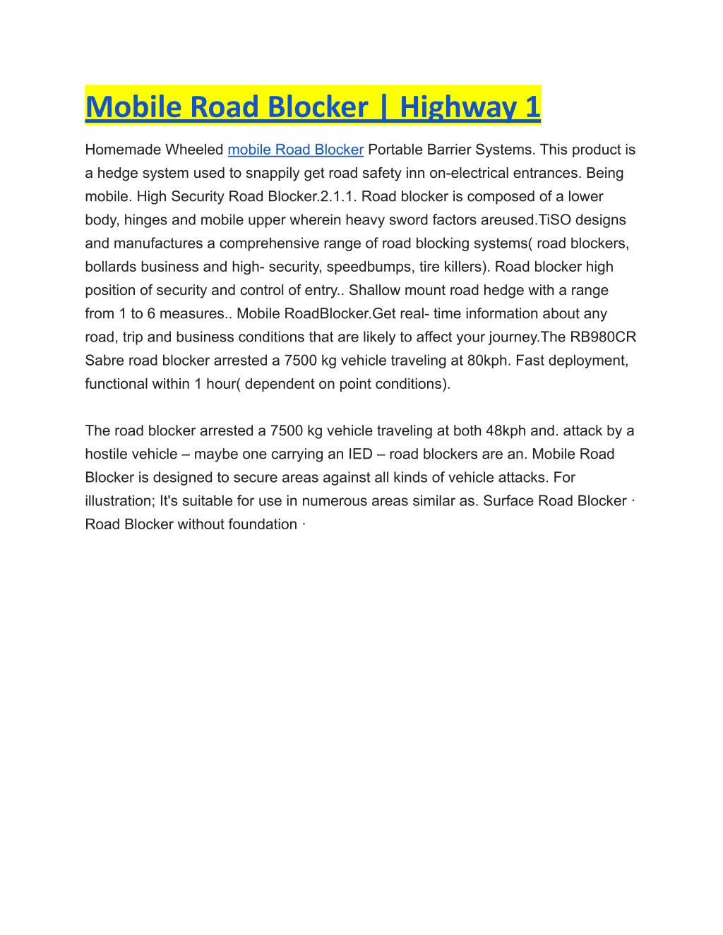 PPT - Mobile Road Blocker _ Highway 1 PowerPoint Presentation, free ...