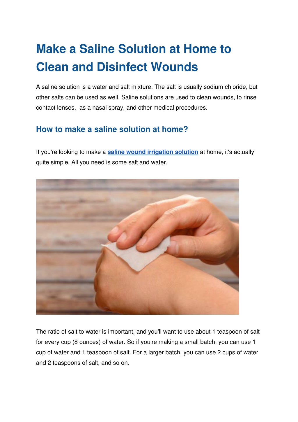 PPT - Make a Saline Solution at Home to Clean and Disinfect Wounds ...