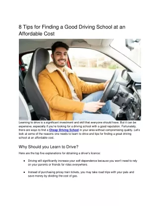 PPT - 8 Tips for Finding a Good Driving School at an Affordable Cost ...