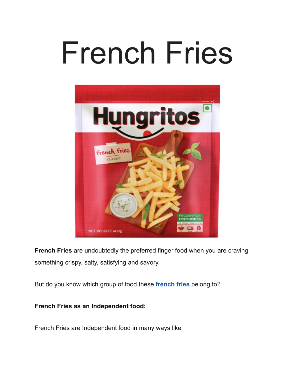 PPT - French Fries PowerPoint Presentation, free download - ID:11892585