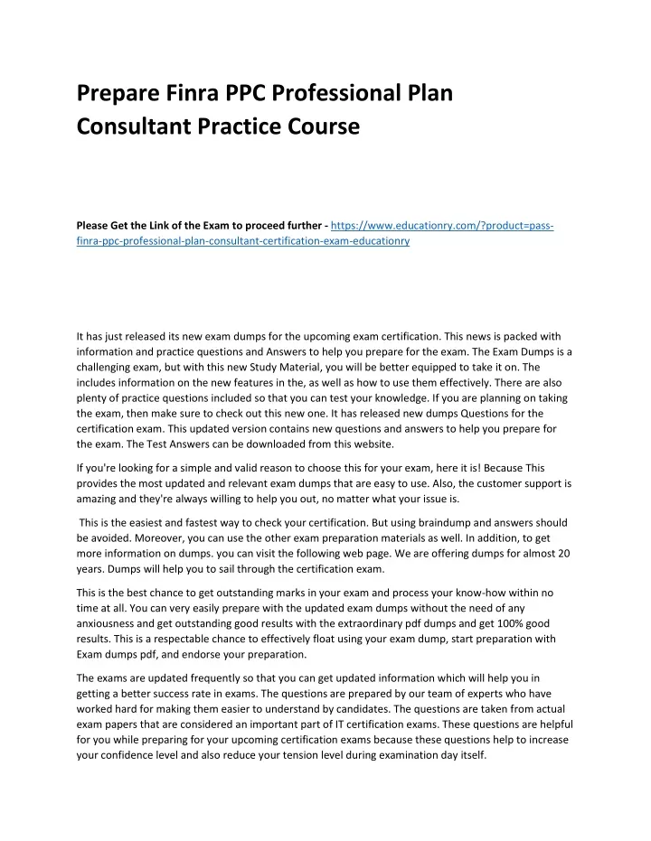 PPT - Finra PPC Professional Plan Consultant PowerPoint Presentation ...