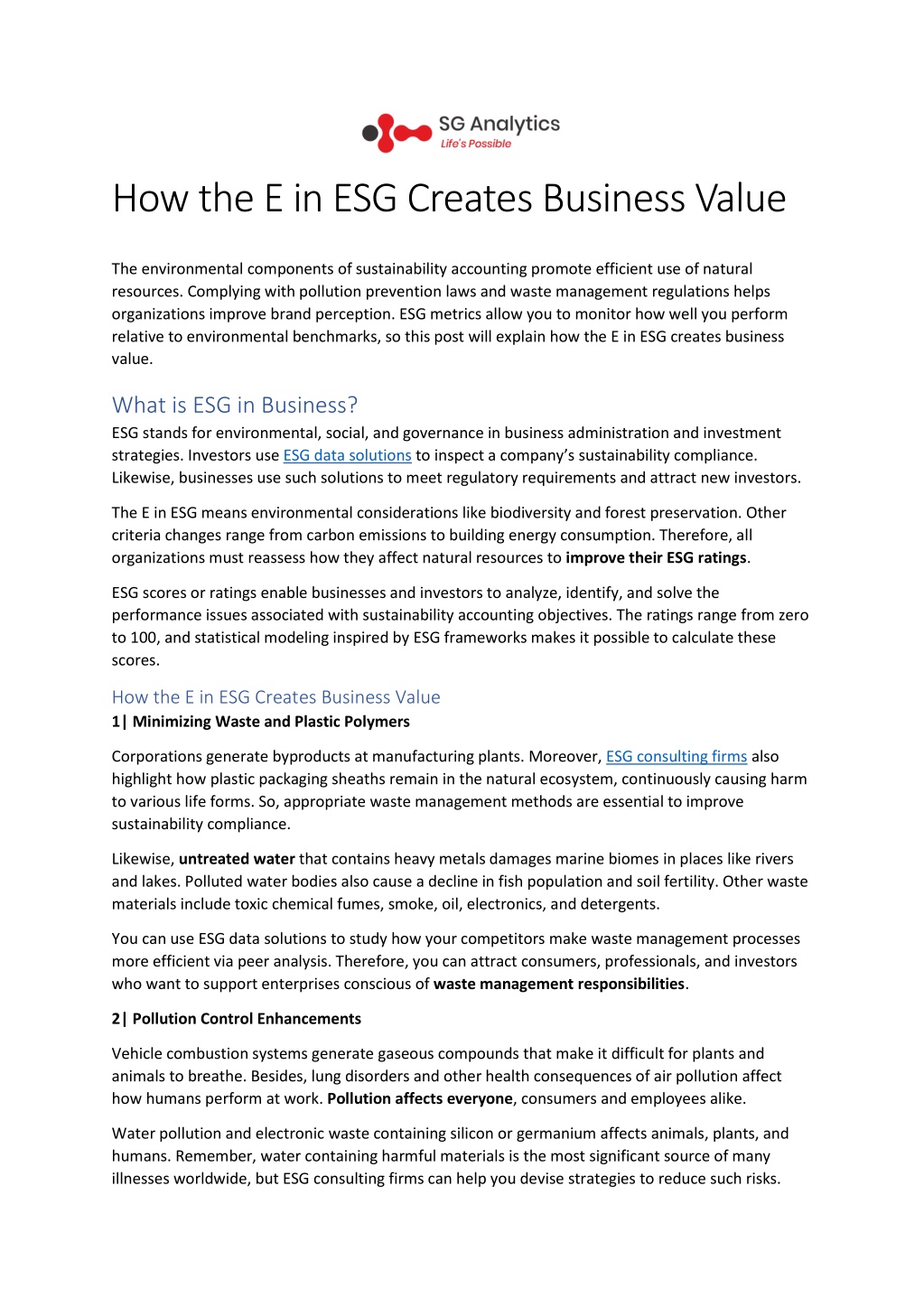 PPT - How the E in ESG creates business value PowerPoint Presentation ...