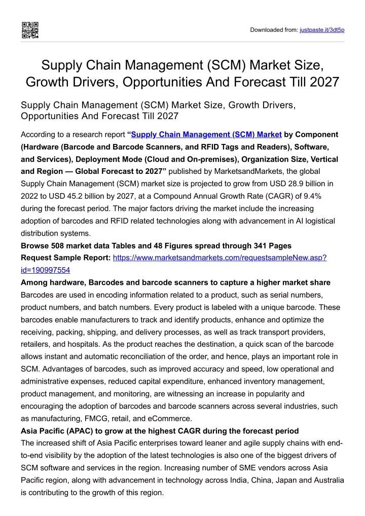 PPT - Supply Chain Management (SCM) Market Size, Growth Drivers ...
