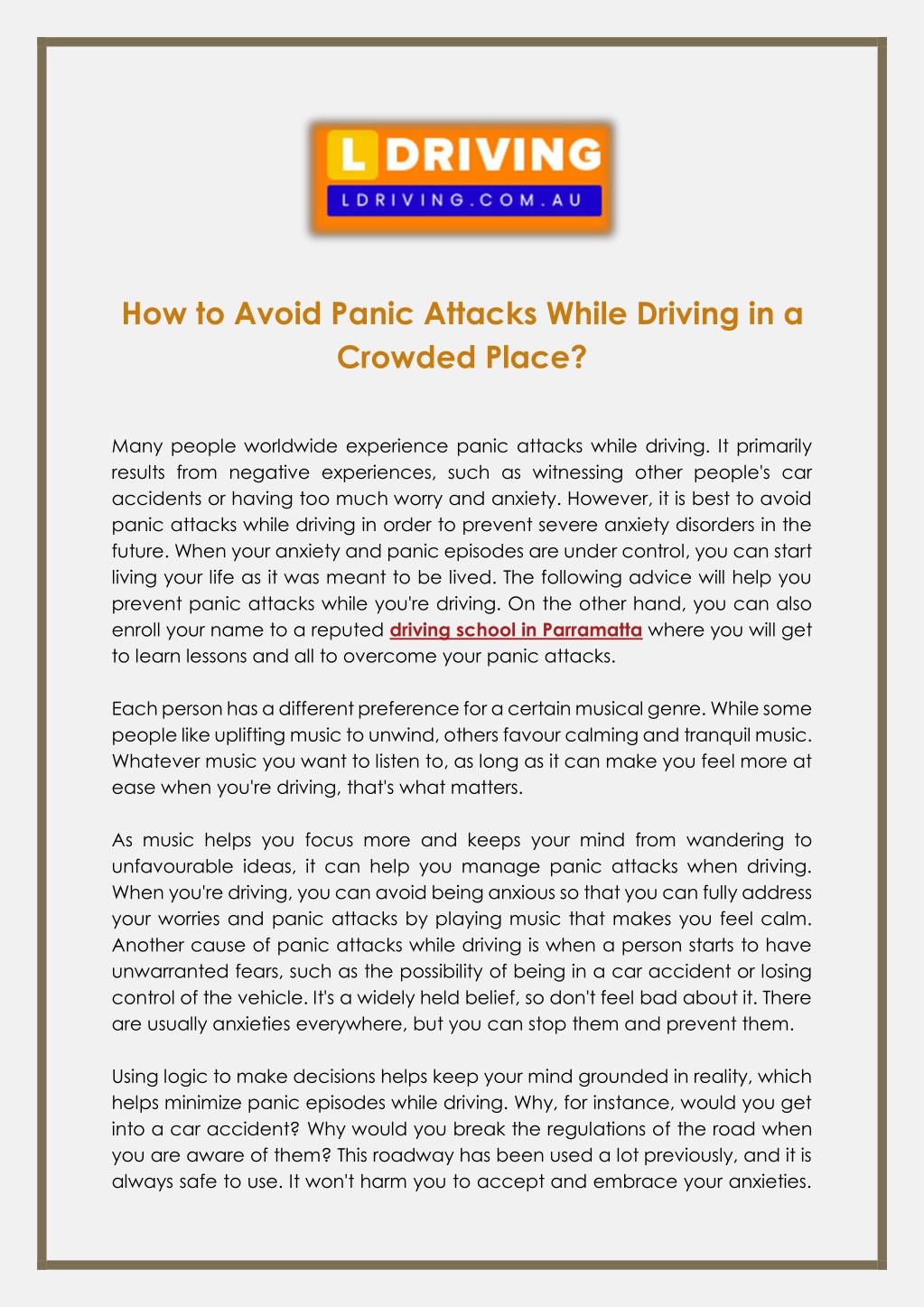 PPT - How to Avoid Panic Attacks While Driving in a Crowded Place ...