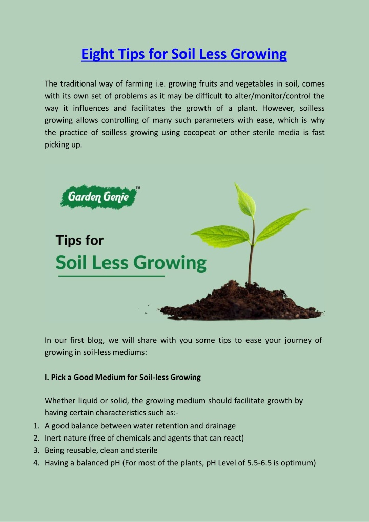 PPT - Eight Tips for Soil Less Growing – Garden Genie PowerPoint ...