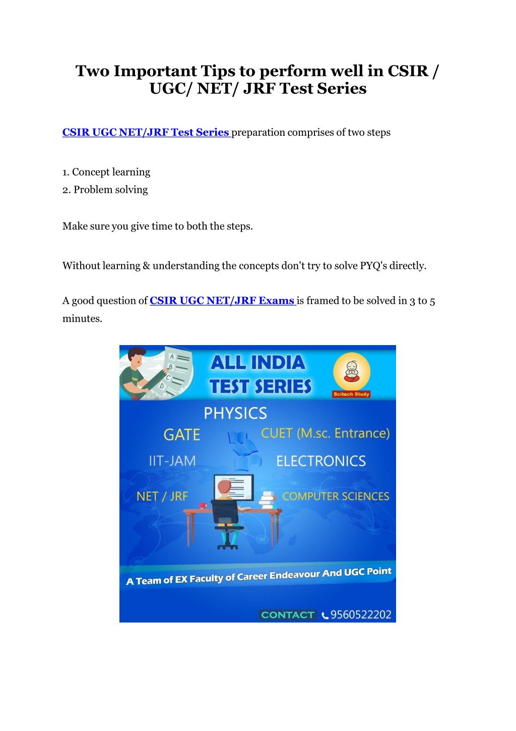 PPT - Two Important Tips to perform well in CSIR- UGC- NET-JRF Test ...
